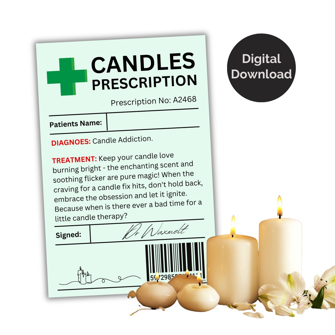 Gift for Candle Lover. Fun Candle Prescription Label. Novelty Gift for ...