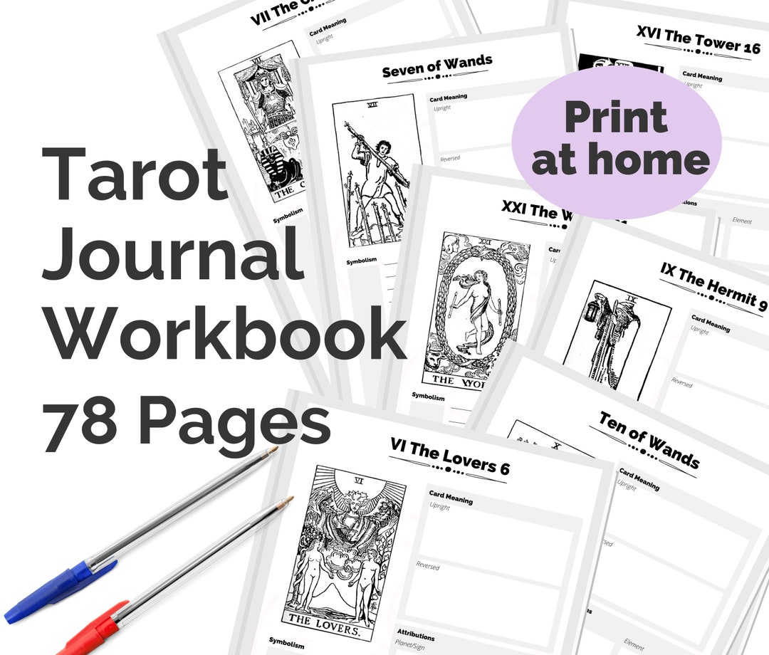 Printable Tarot Card Worksheets 78 Classic Tarot Deck Cheat - Etsy