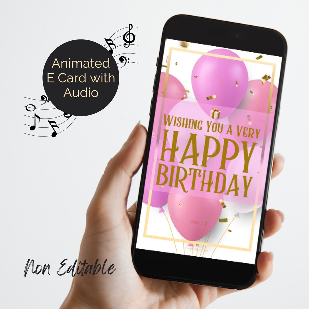 Birthday E-card Animated With Sound, Happy Birthday Tune and Greeting ...