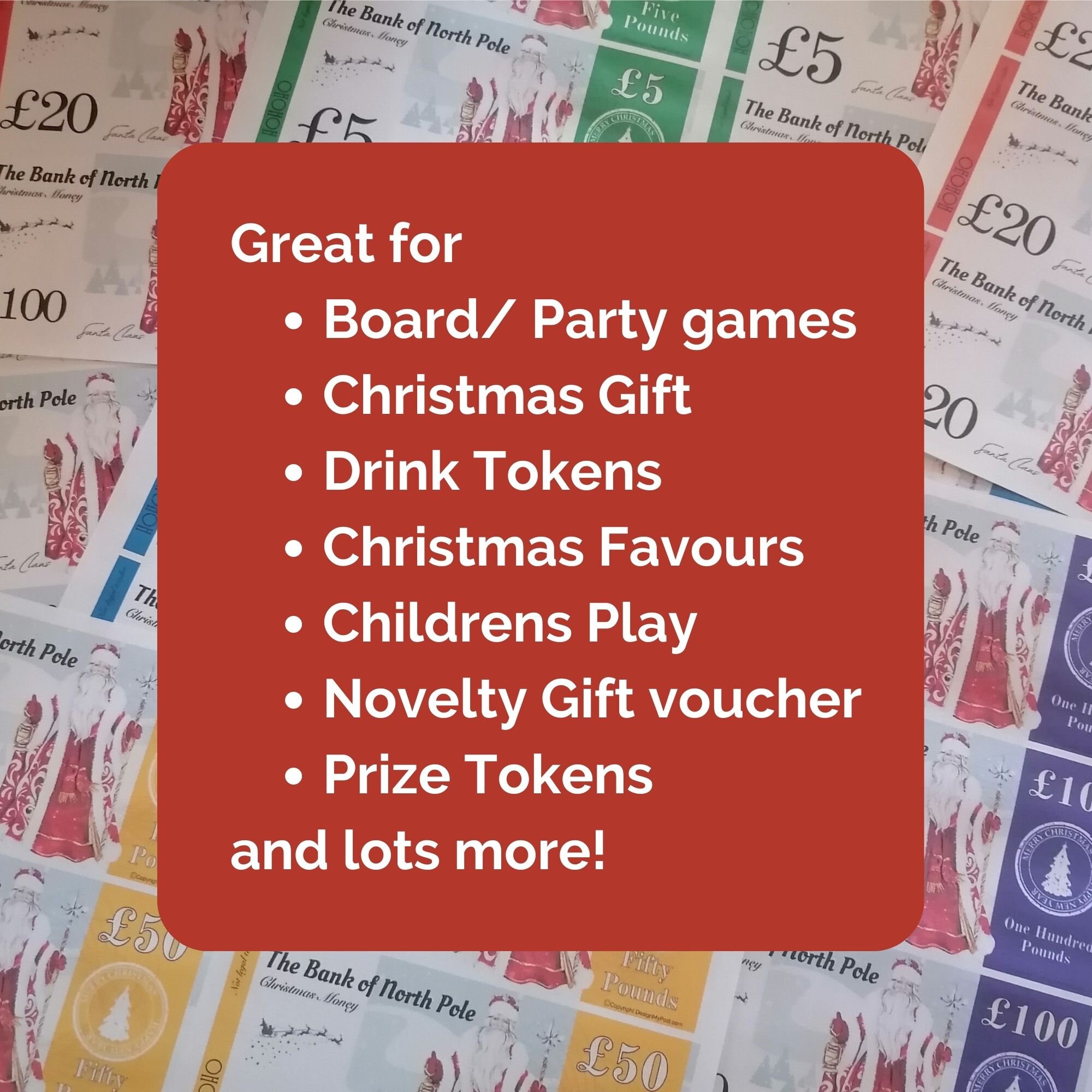 Christmas Money, Printable Santa Bank Notes in Pounds. Pretend Fun Xmas ...