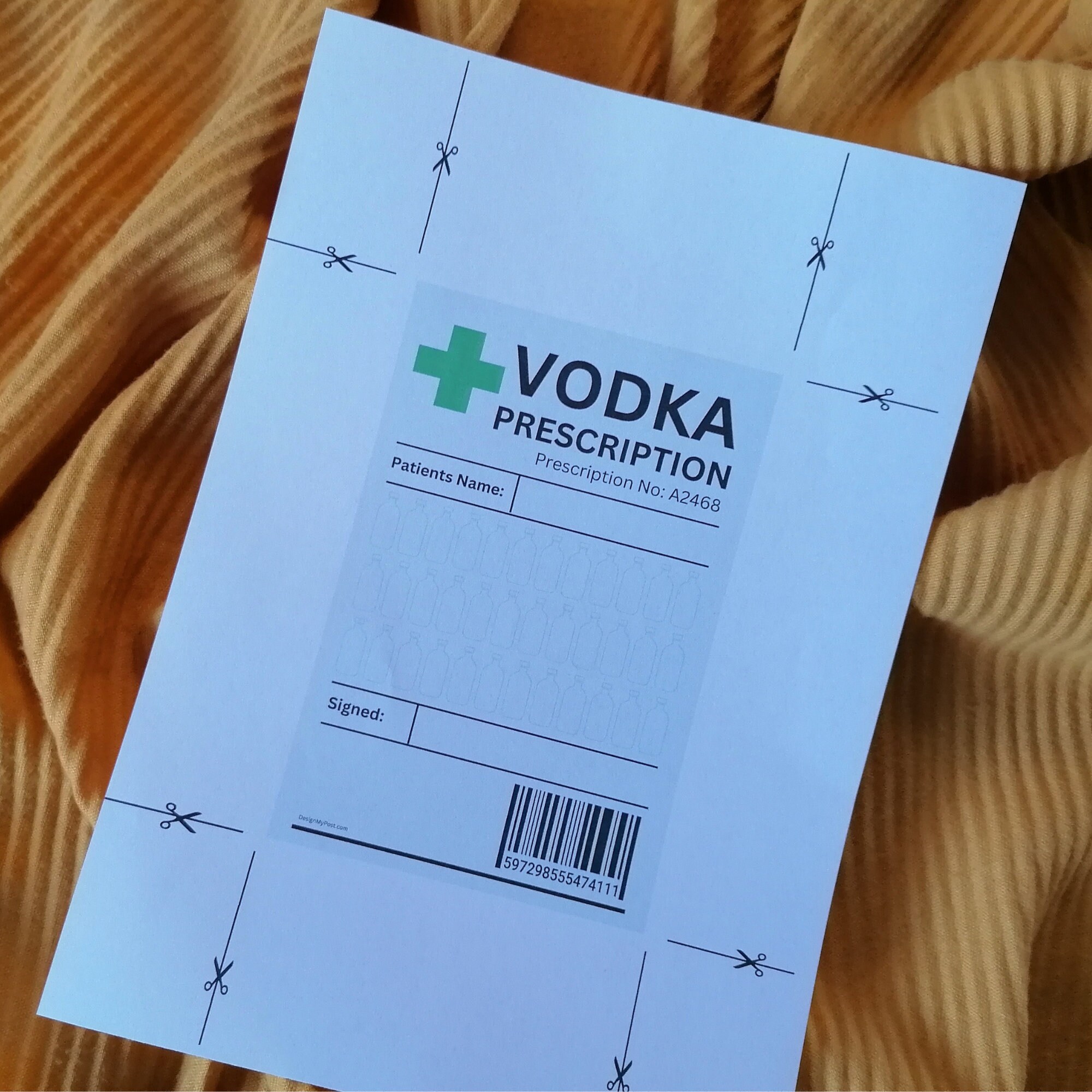 Blank Vodka Prescription Label. Write Your Own. Printable Novelty Gift ...