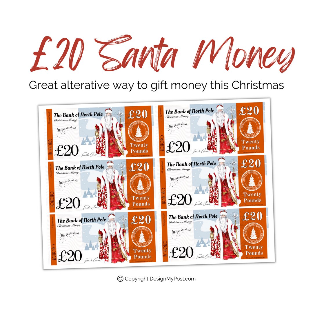 Santa Cash, Twenty Pounds Printable Christmas Bank Notes. Pretend Fun ...