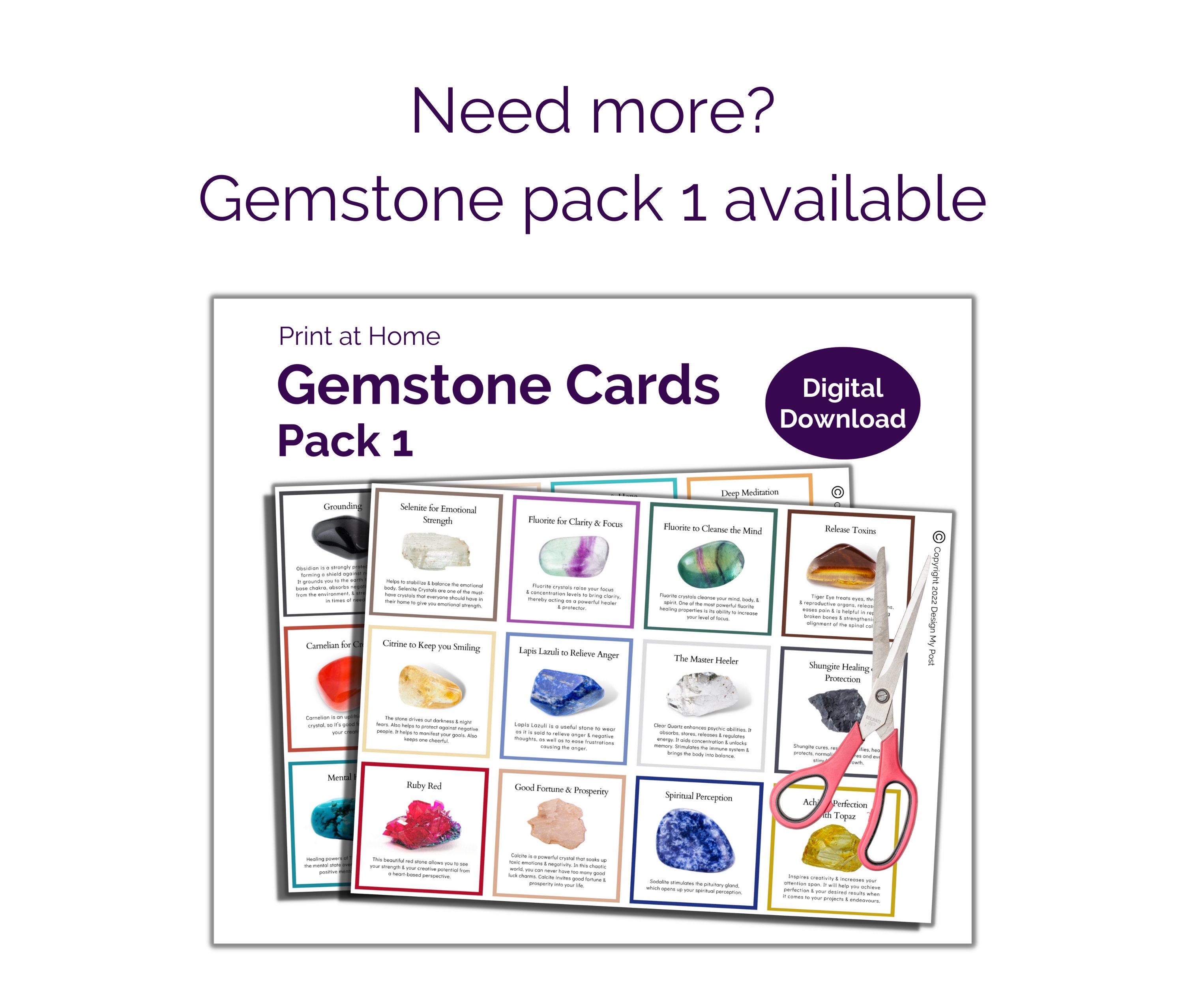 Printable Gemstone Info Cards for Sellers. 48 Crystals With - Etsy
