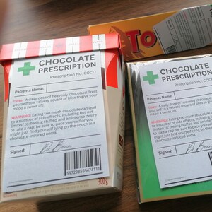 Chocolate Prescription Label. Printable Novelty Gift for Chocolate ...