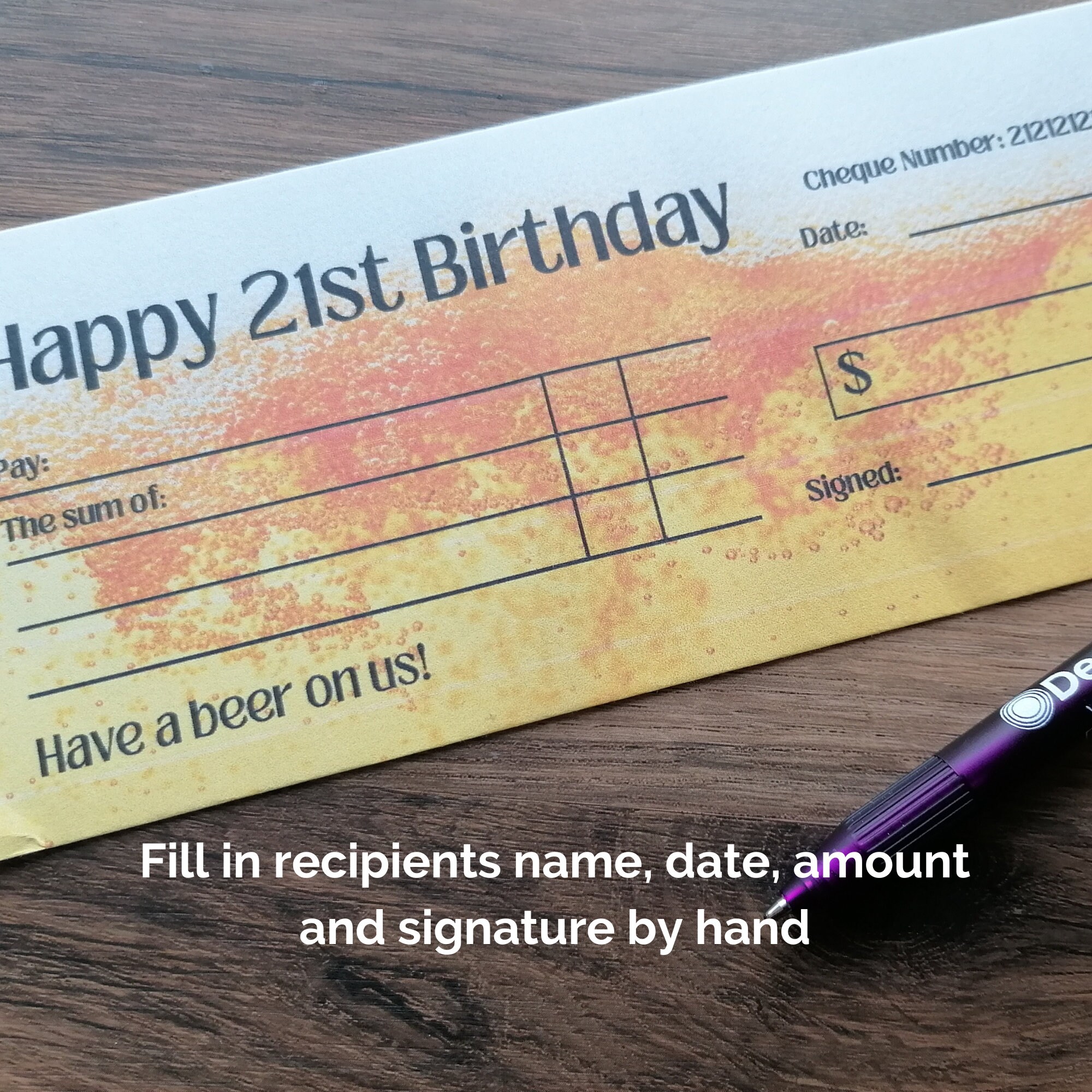21st Novelty Birthday Cheque. Gifting Fake Blank Cheque - Etsy