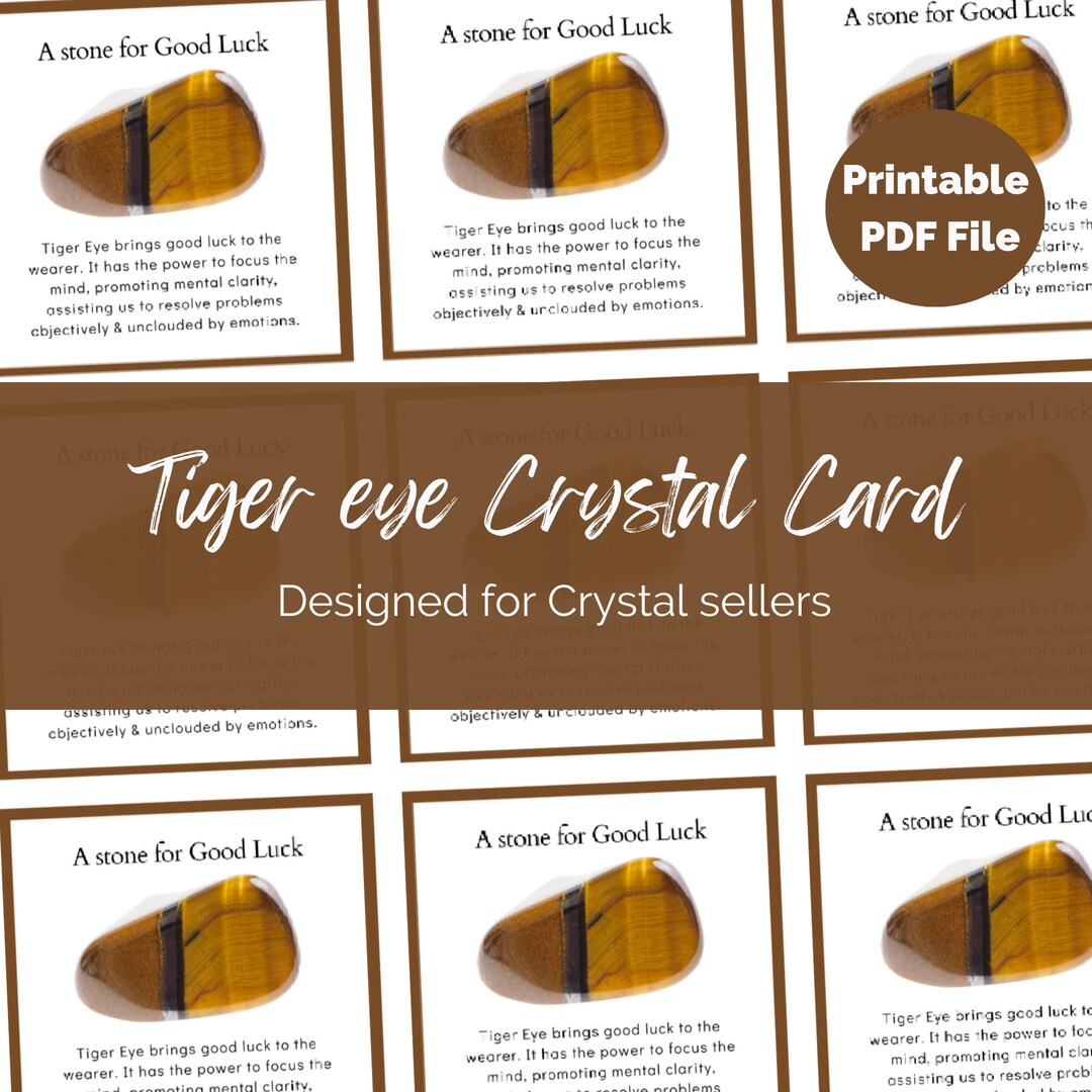 Tiger Eye Crystal Info Cards for Crystal Sellers & Jewellery Makers ...
