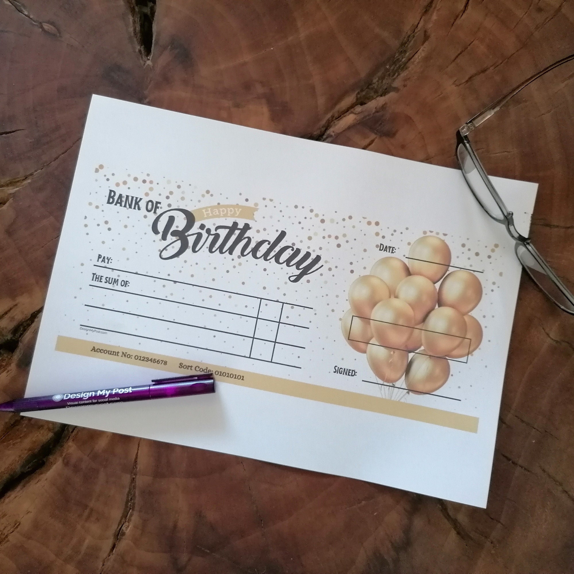 Blank Birthday Cheque Gifting Check Template. Printable Pretend ...