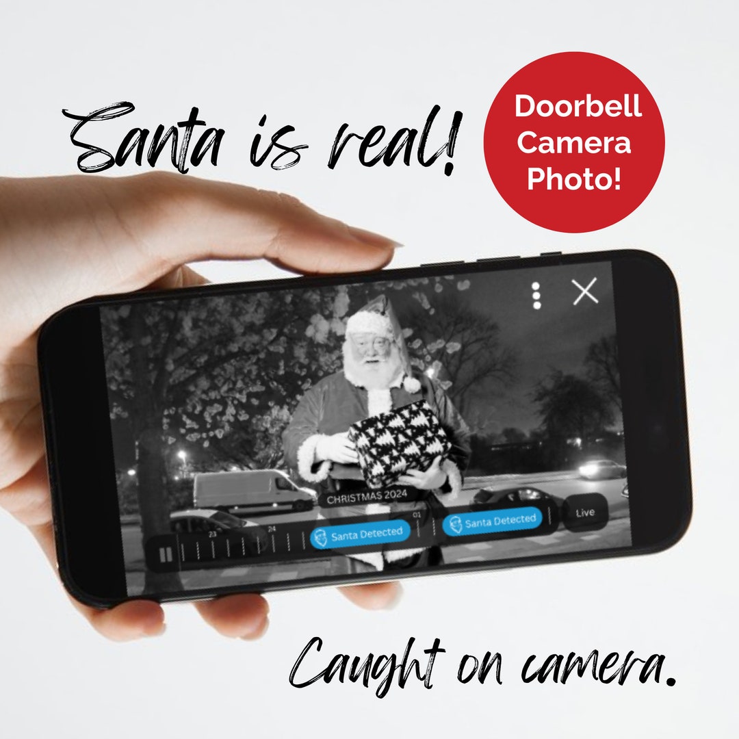 Santa Caught on Doorbell Camera. Santa With Gift Photo. Father ...
