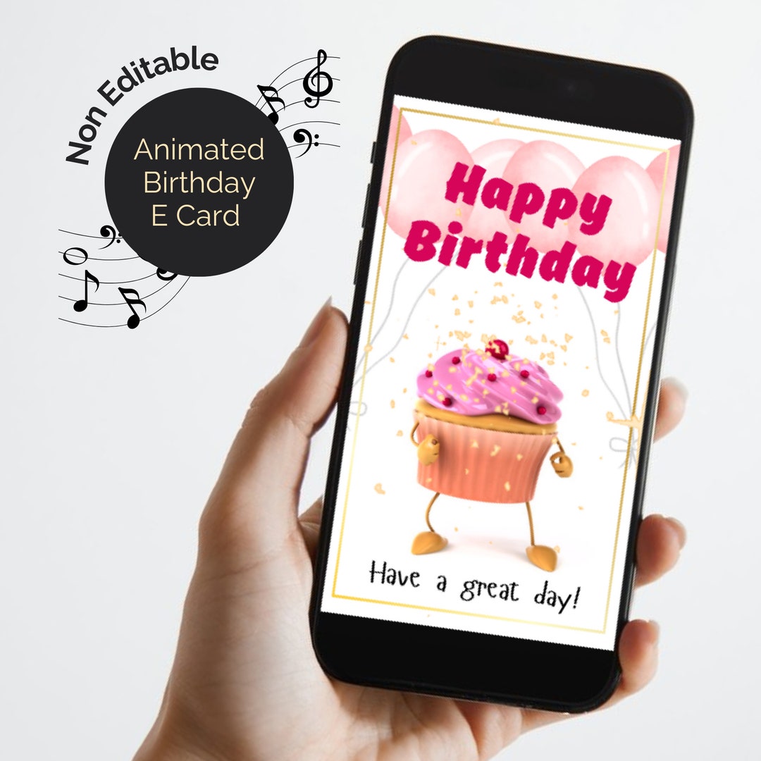 Birthday E-card Animated With Sound, Happy Birthday Tune Dancing Cake ...