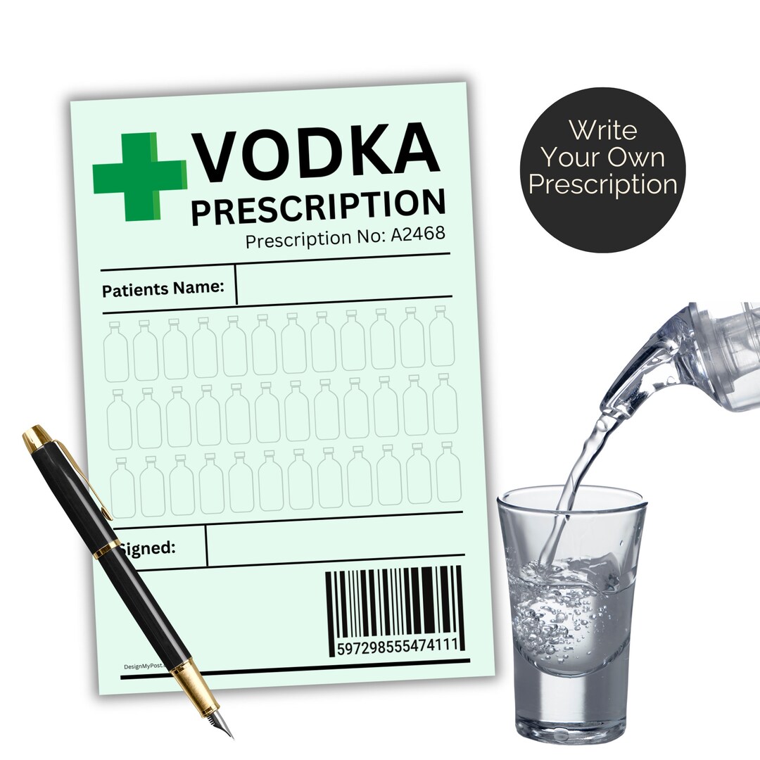 Blank Vodka Prescription Label. Write Your Own. Printable Novelty Gift ...