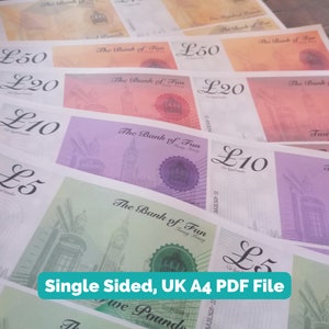 Printable Bank Notes in Pounds. Pretend Fun Money, Great for Kids Toy ...