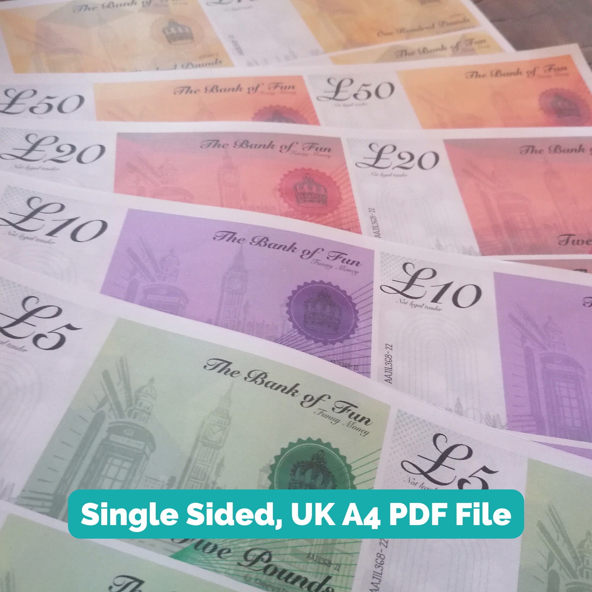 Printable Bank Notes in Pounds. Pretend Fun Money Great for - Etsy
