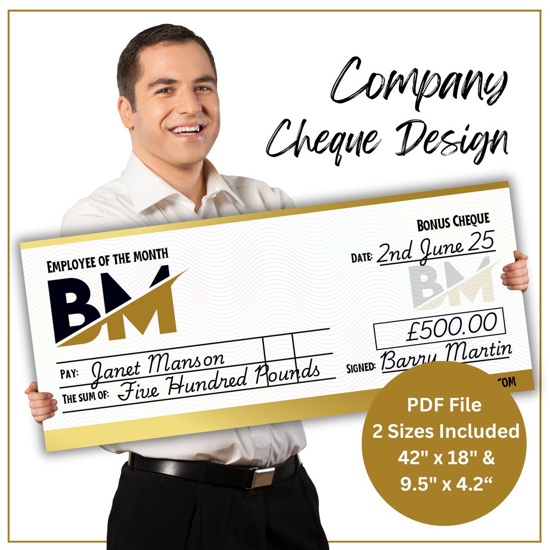 Company Blank Cheque. Large Branded Check Template Can Be Used for ...