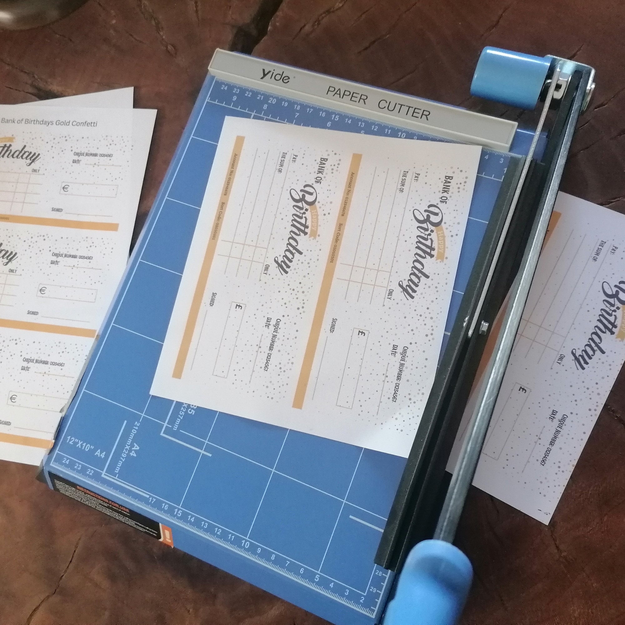 Gold Printable Birthday Cheque. Gift Cheque Template. Euros, Pounds ...