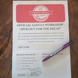 Christmas Gift Delay Apology Letter. Printable A4 Notification From ...