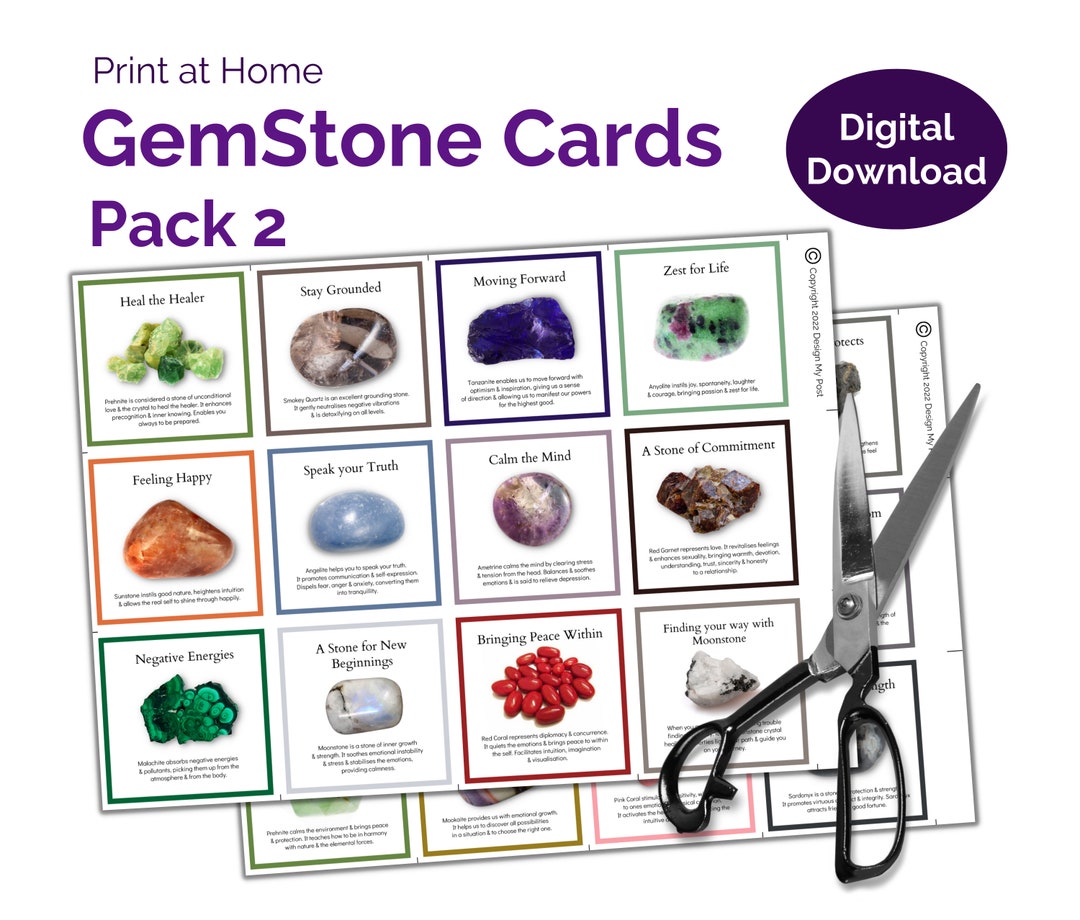 Printable Gemstone Info Cards for Sellers. 48 Crystals With - Etsy