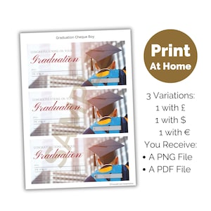 Graduation Gifting Cheque. Printable Blank Cheque. Euros, Pounds and ...