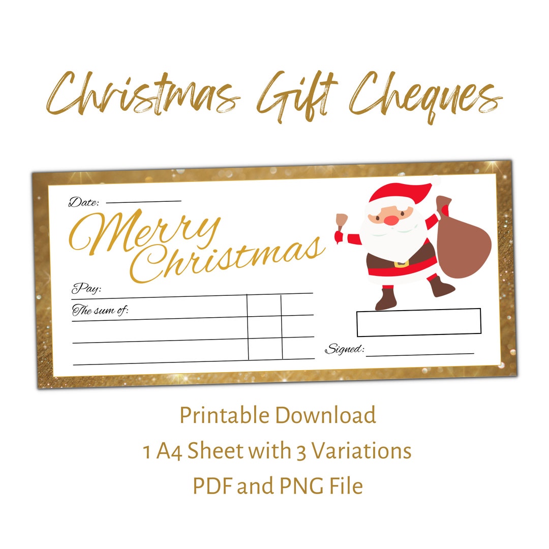 Christmas Money Cheques. Downloadable Printable Xmas Gifting Blank ...