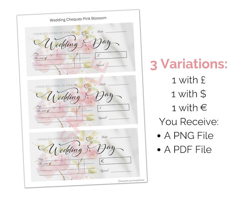 Blank Printable Cheque Gift for Newly Weds. Money Gifting Fake - Etsy ...