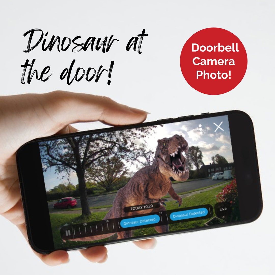 T-rex Doorbell Camera Prank Photo: Dinosaur Lover Gift (PNG Download ...