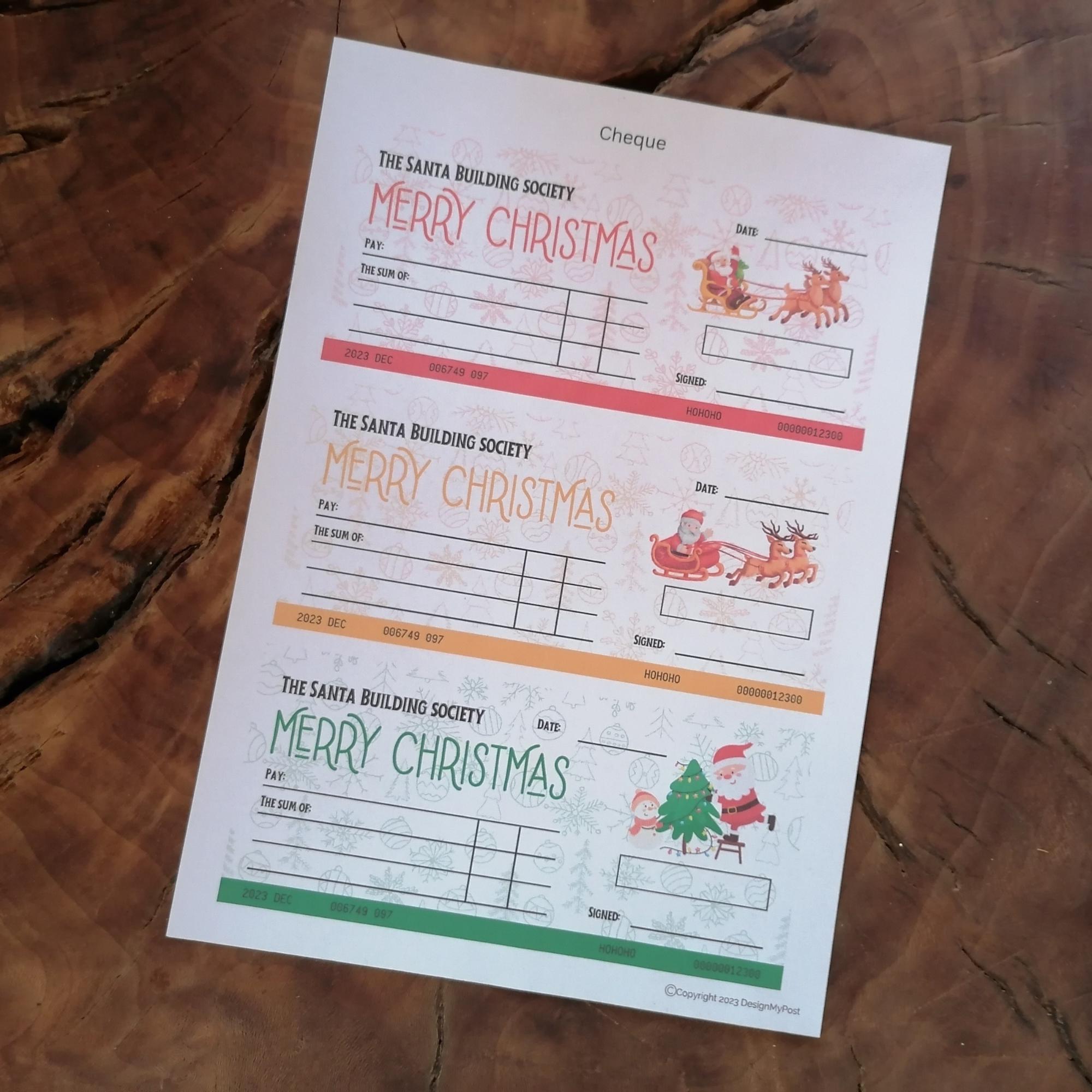 Novelty Christmas Cheque, Bankers Draft. Downloadable Printable Xmas ...