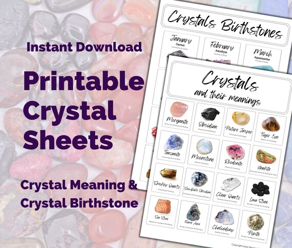Printable Crystal Meanings & Birthstones PDF Cheat Sheet. A4 | Etsy UK