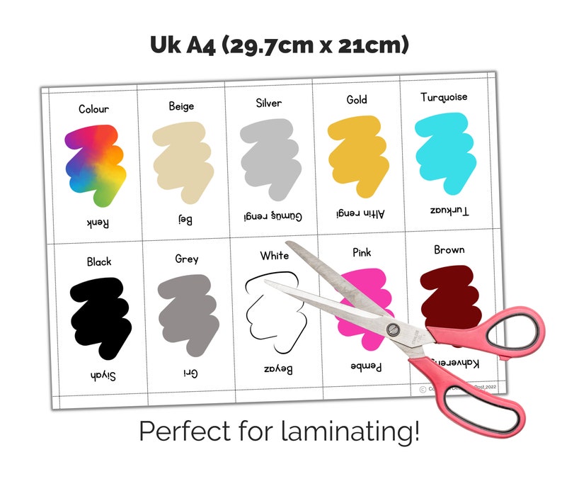 Learn Turkish Colours. Printable Flashcards in English and - Etsy UK