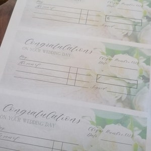 Wedding Gifting Blank Cheque Printable Wedding Money Gift for Newly ...