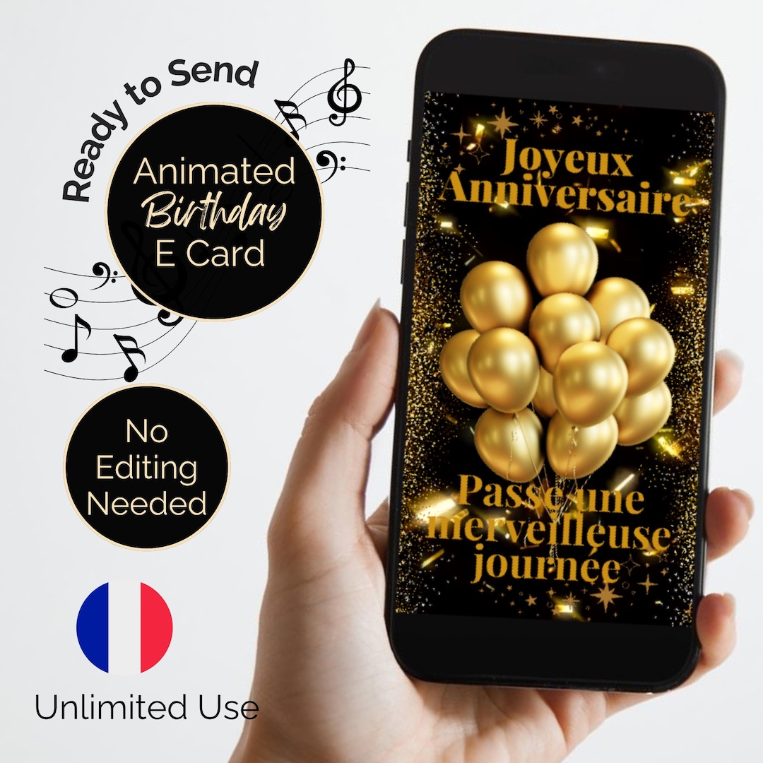 French Animated Birthday Ecard: Joyeux Anniversaire Song (digital ...