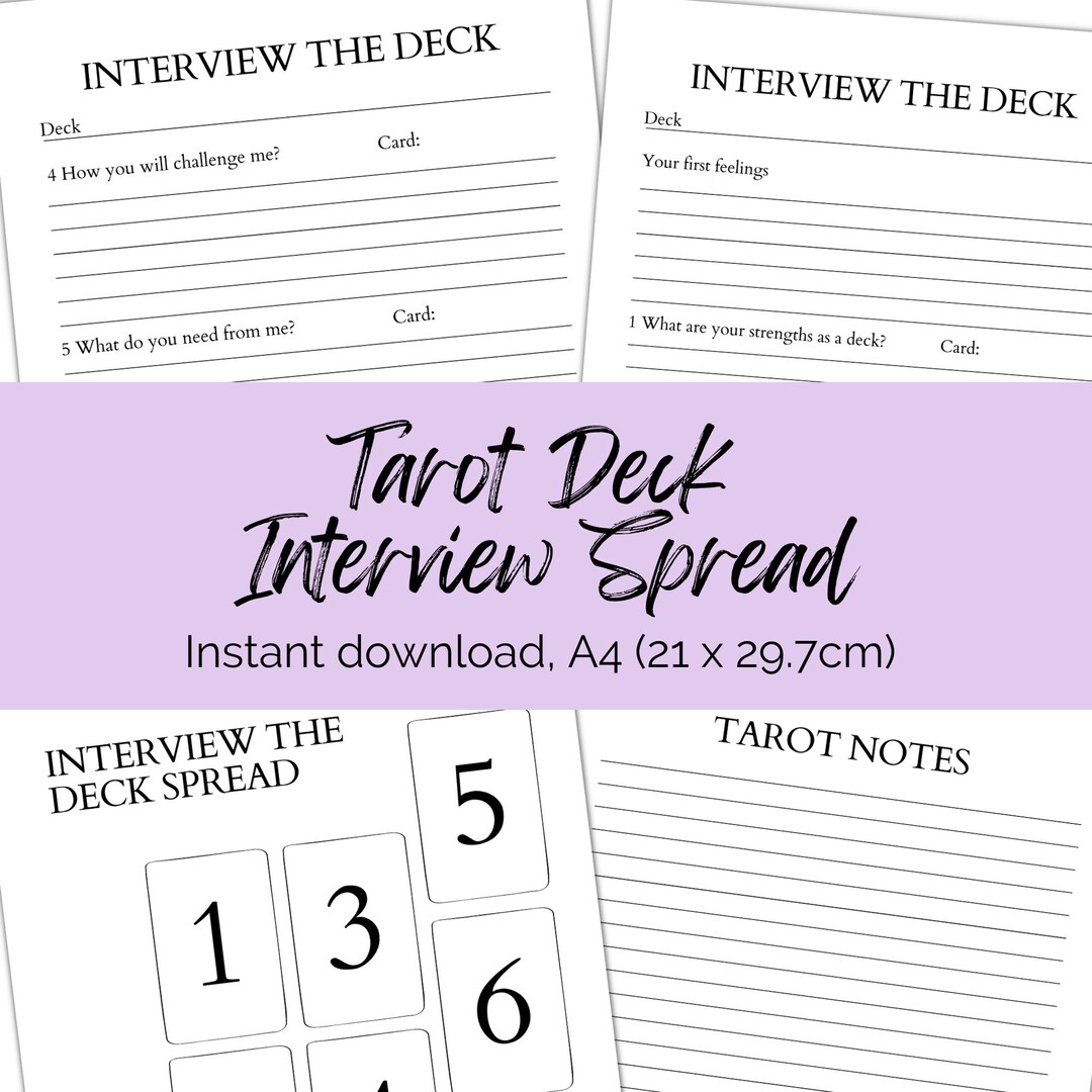 Printable Tarot Deck Interview Spread: Divination Tool (downloadable ...