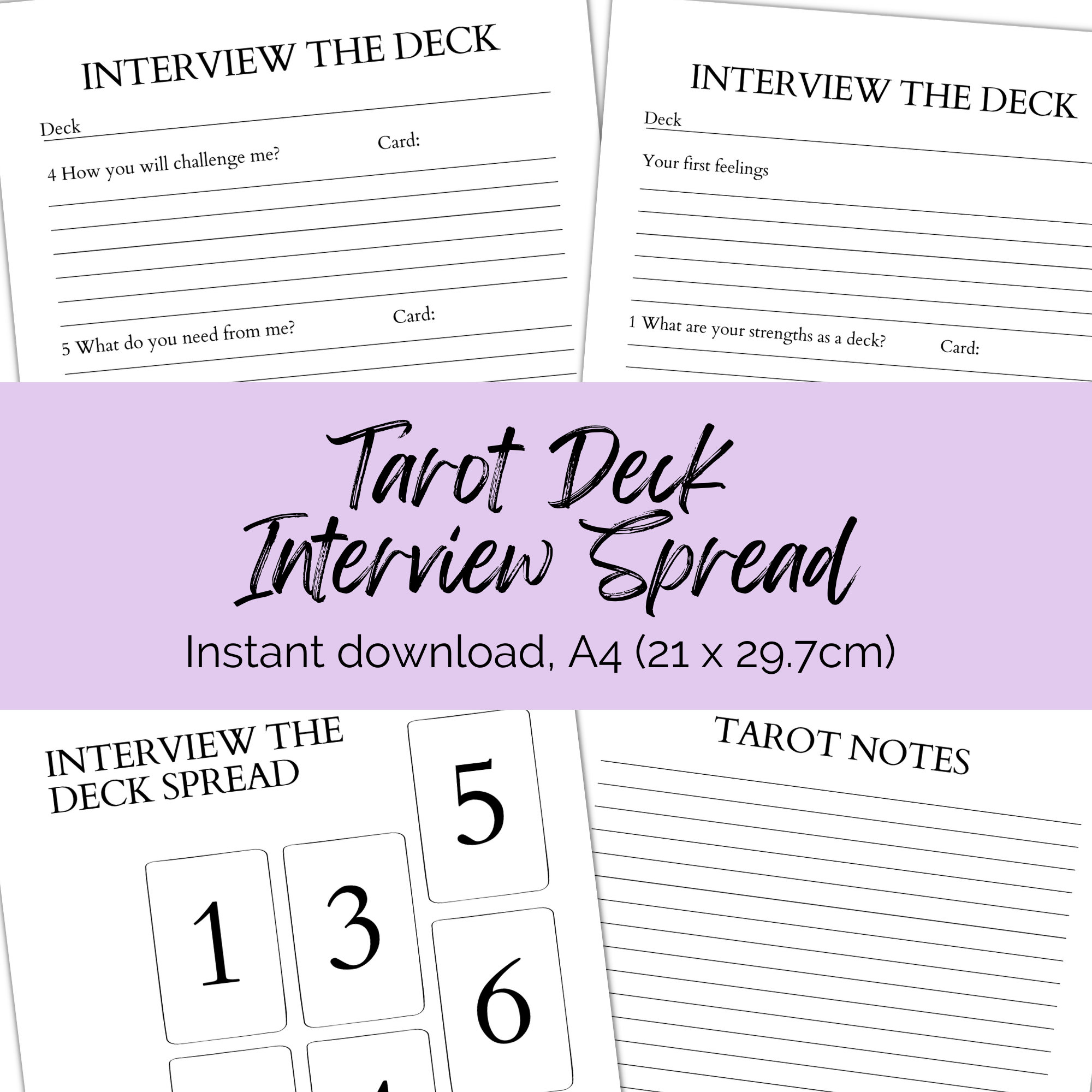 Printable Tarot Deck Interview Spread: Divination Tool (downloadable ...