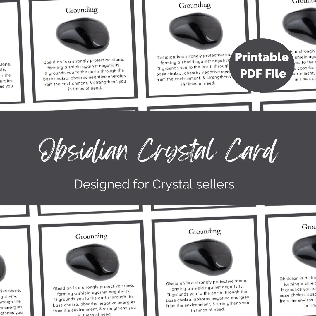 Printable Obsidian Crystal Meaning Cards: Jewelry Business Inserts (PDF ...