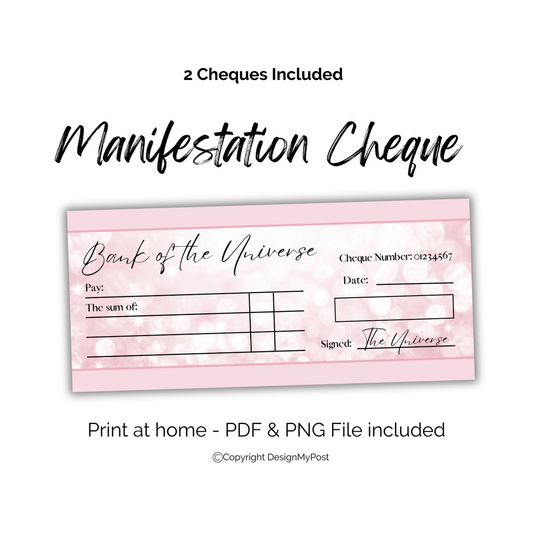 Pink Manifestation Cheques: Law of Attraction Printable (PDF & PNG) - Etsy