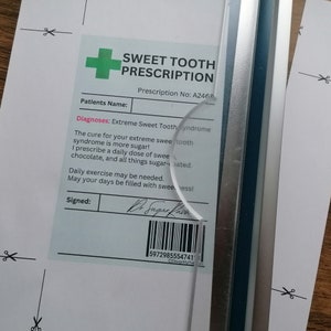 Sweet Tooth Prescription Label. Printable Novelty Gift. Funny Gift for ...
