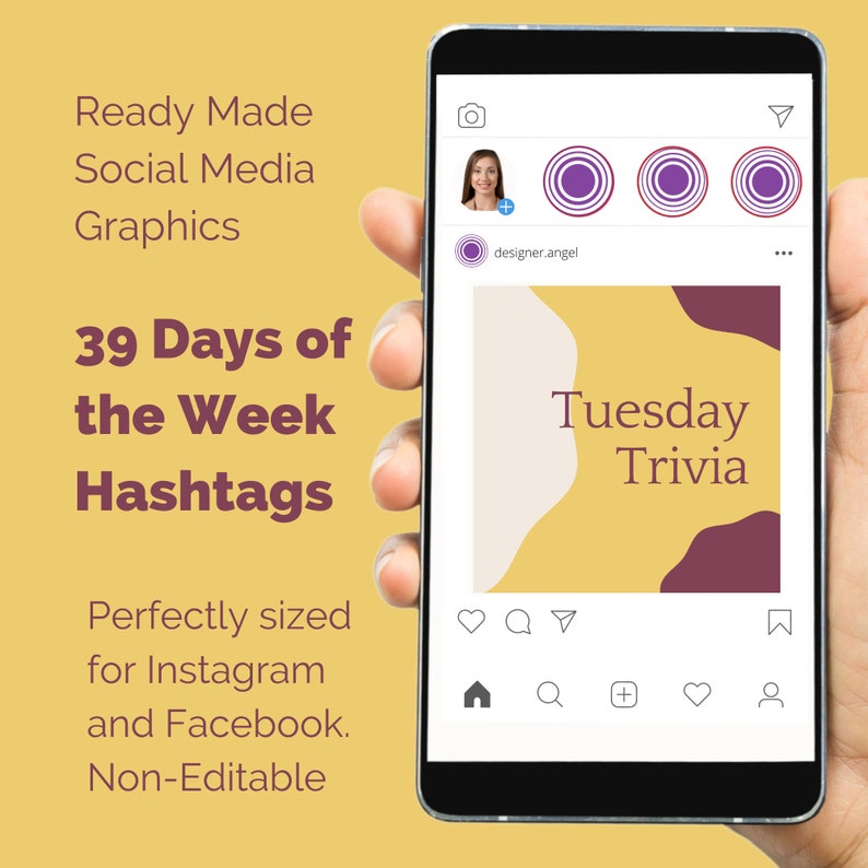 Instagram Hashtag Posts 'days of the Week' Template. Ready Made Social ...
