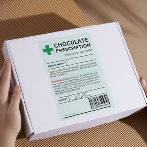 Chocolate Prescription Label. Printable Novelty Gift for Chocolate ...