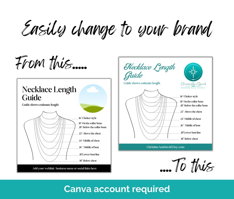 Editable Necklace Size Guide. Printable and Digital Template Canva ...