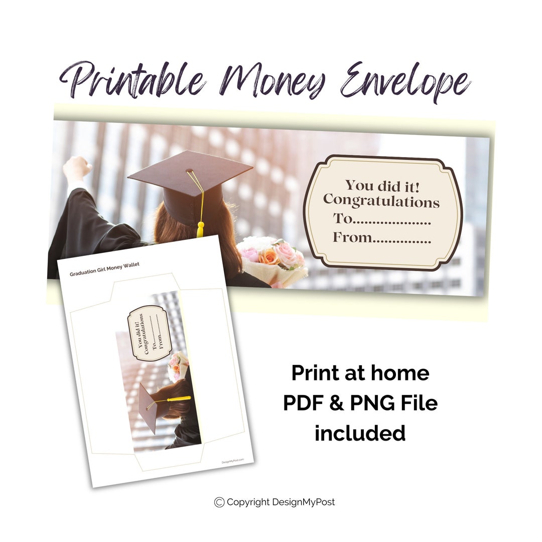 Printable Graduation Money Envelope. Print at Home Cash Wallet Template ...