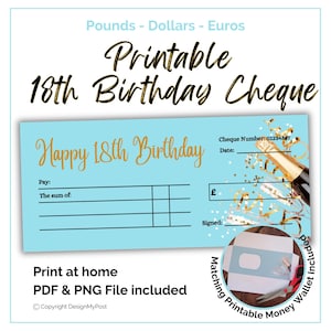 Blank Cheque for 18th Birthday Gift Voucher Cheque Template. Euros ...