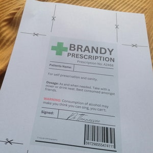 Brandy Prescription Label. Printable Novelty Present. Digital Download ...