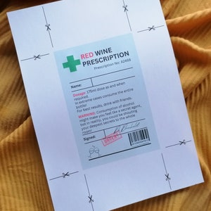 Red Wine Prescription Label. Printable Novelty Gift for Wine Lover ...