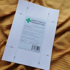 Sweet Tooth Prescription Label. Printable Novelty Gift. Funny Gift for ...