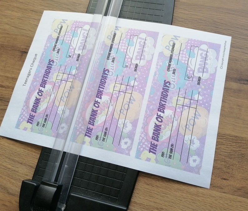 Birthday Cheque Ideal for Teenagers. Printable Fun Cartoon - Etsy