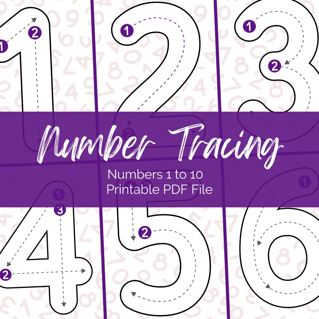Number Tracing A4 Poster. Wall Art Colouring Page. Learning for Young ...