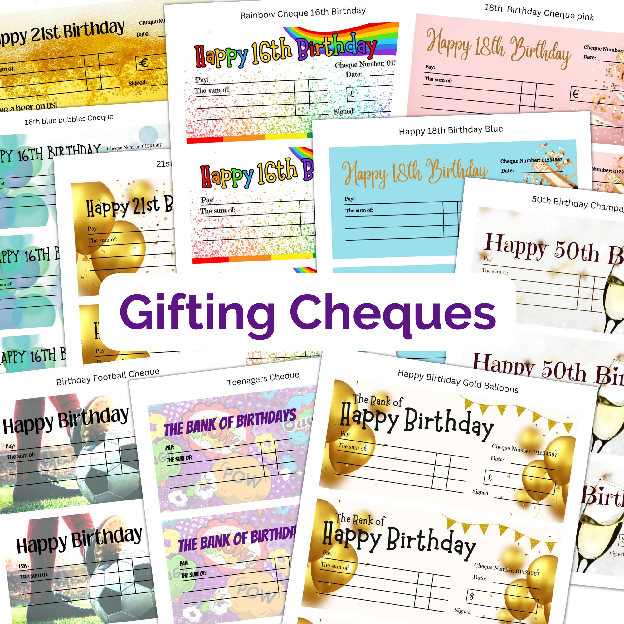 Pink Printable Birthday Cheque. Gift Cheque Template for Girls - Etsy UK