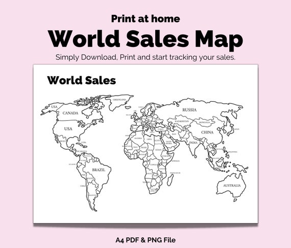 Printable World Map. Sales Tracker. A4 Print at Home. Colour | Etsy