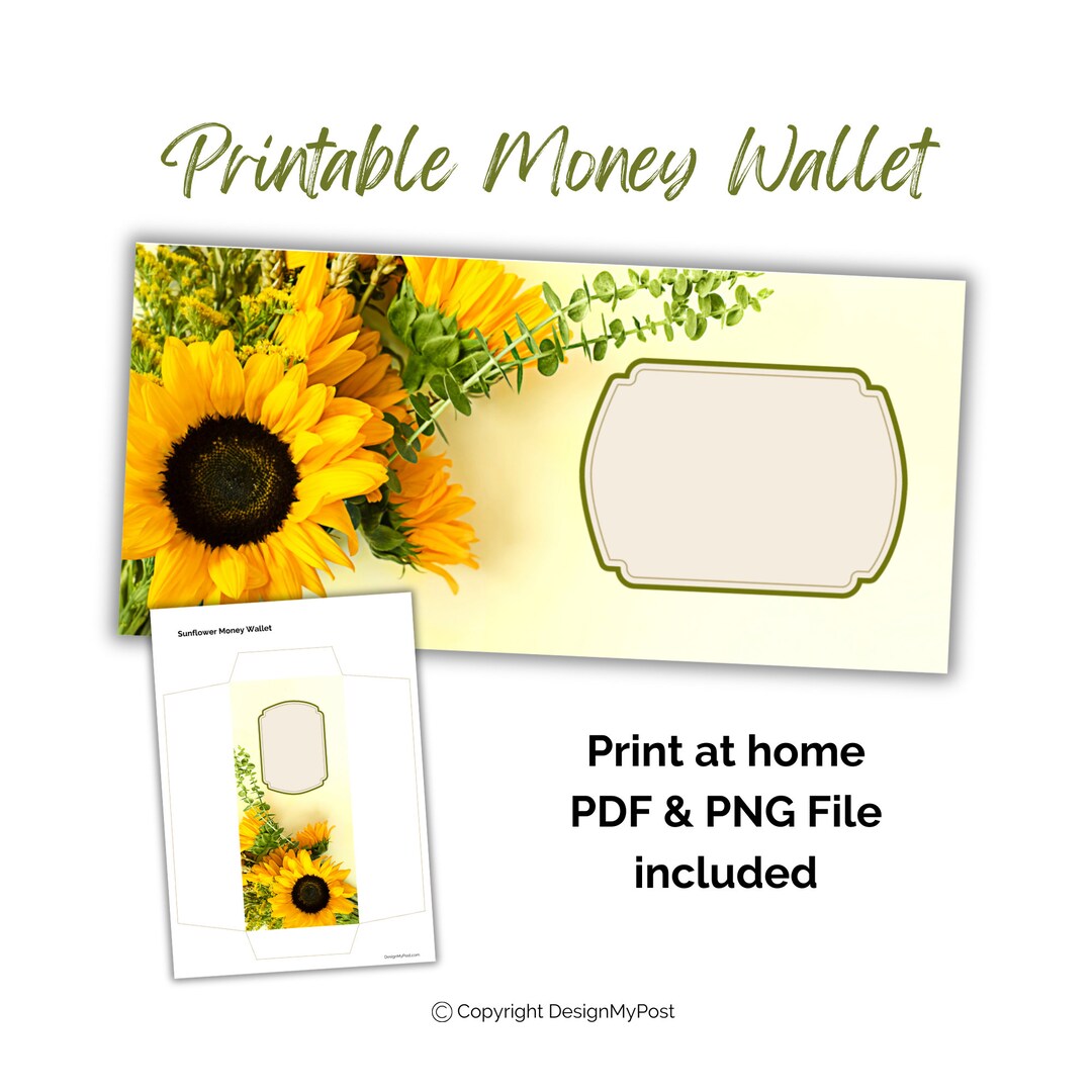 Sunflower Money Wallet: Printable Cash Envelope (PDF & PNG) - Etsy