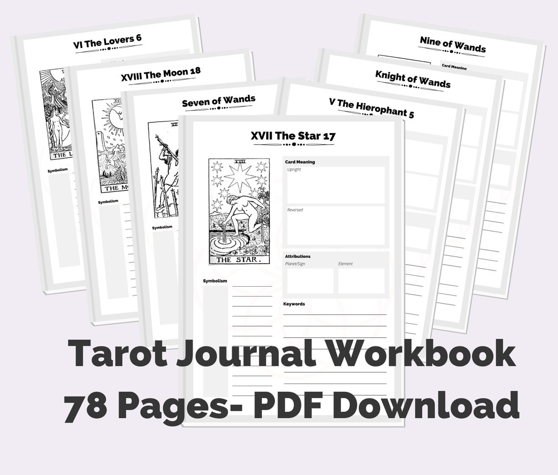 Printable Tarot Card Worksheets 78 Classic Tarot Deck Cheat | Etsy ...