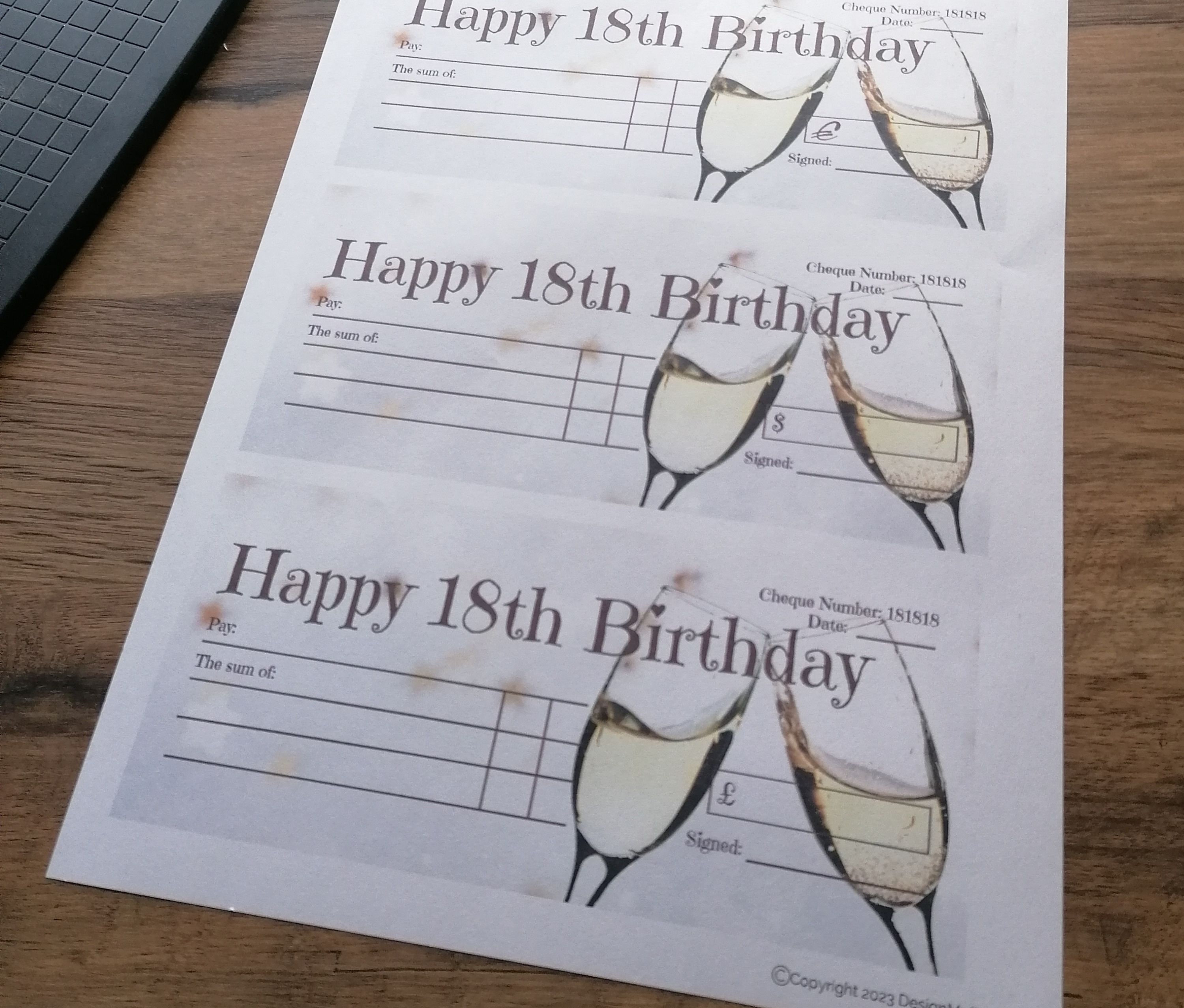 18th Birthday Fake Cheque. Gifting Blank Cheque Template in Euros ...