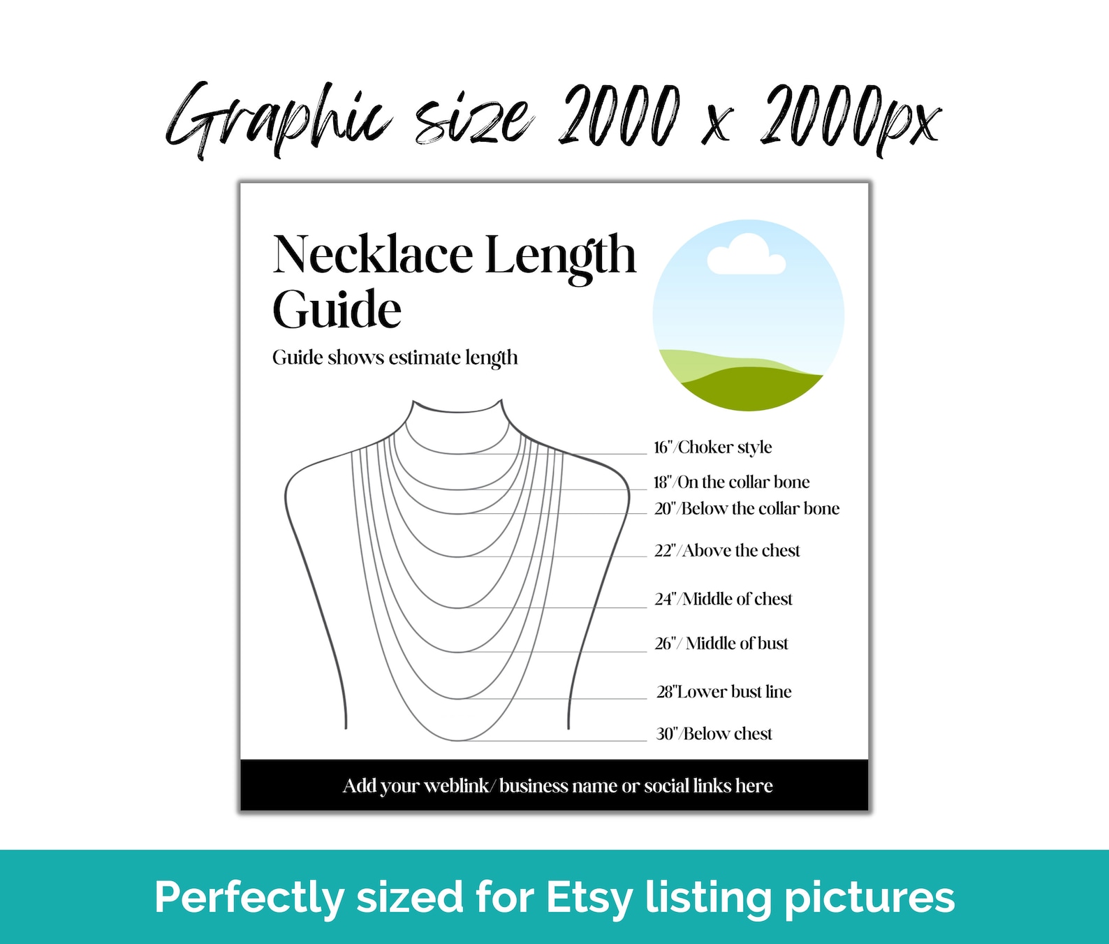 Editable Necklace Size Guide Printable and Digital Template Canva ...